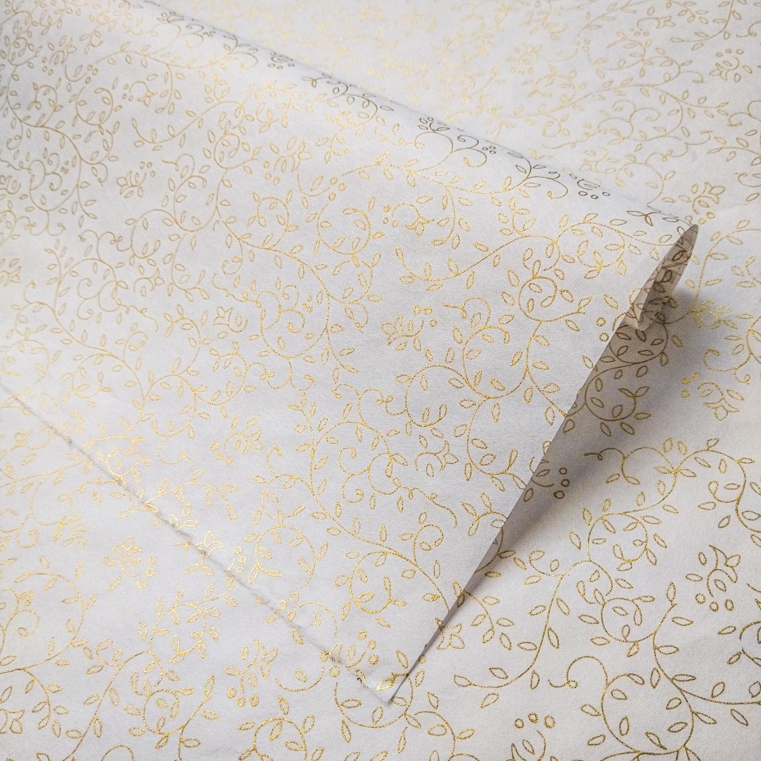 Grapevine Screen-printed Kozo Paper White | Mulberry Paper by Kozo Studio
